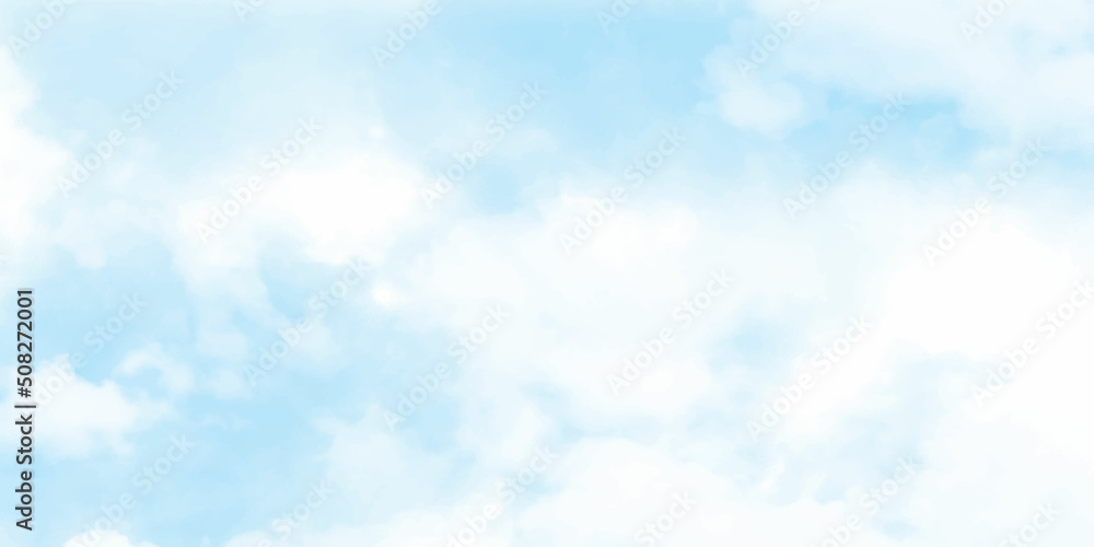 Vector de Stock Blue sky white cloud white background. Beautiful air ...