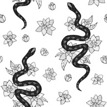 Vintage Art Postcard Snake Free Stock Photo - Public Domain Pictures