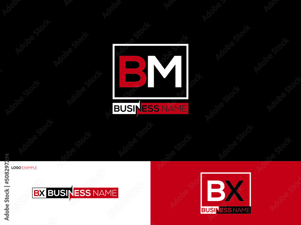 Alphabet BM Logo Icon, Letter Bm mb Logo Image Design With Red White ...