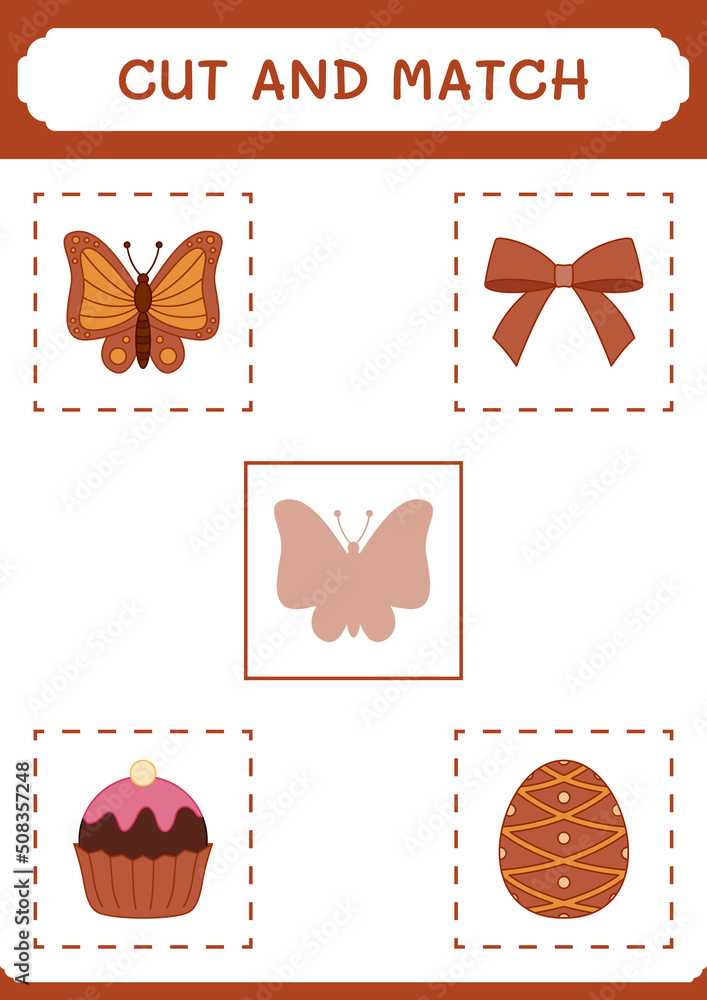 Cut and match parts of Butterfly, game for children. Vector ...