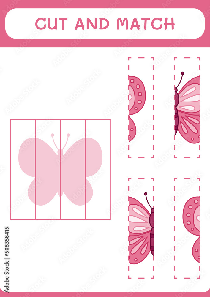 Cut and match parts of Butterfly, game for children. Vector ...