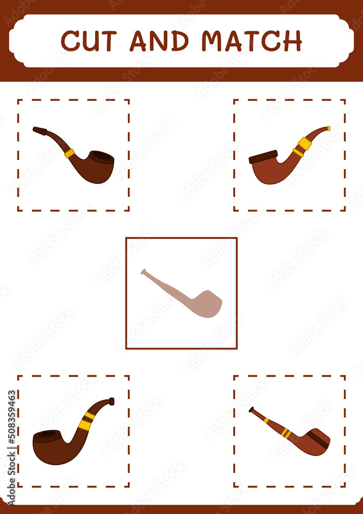 Cut and match parts of Smoking pipe, game for children. Vector ...