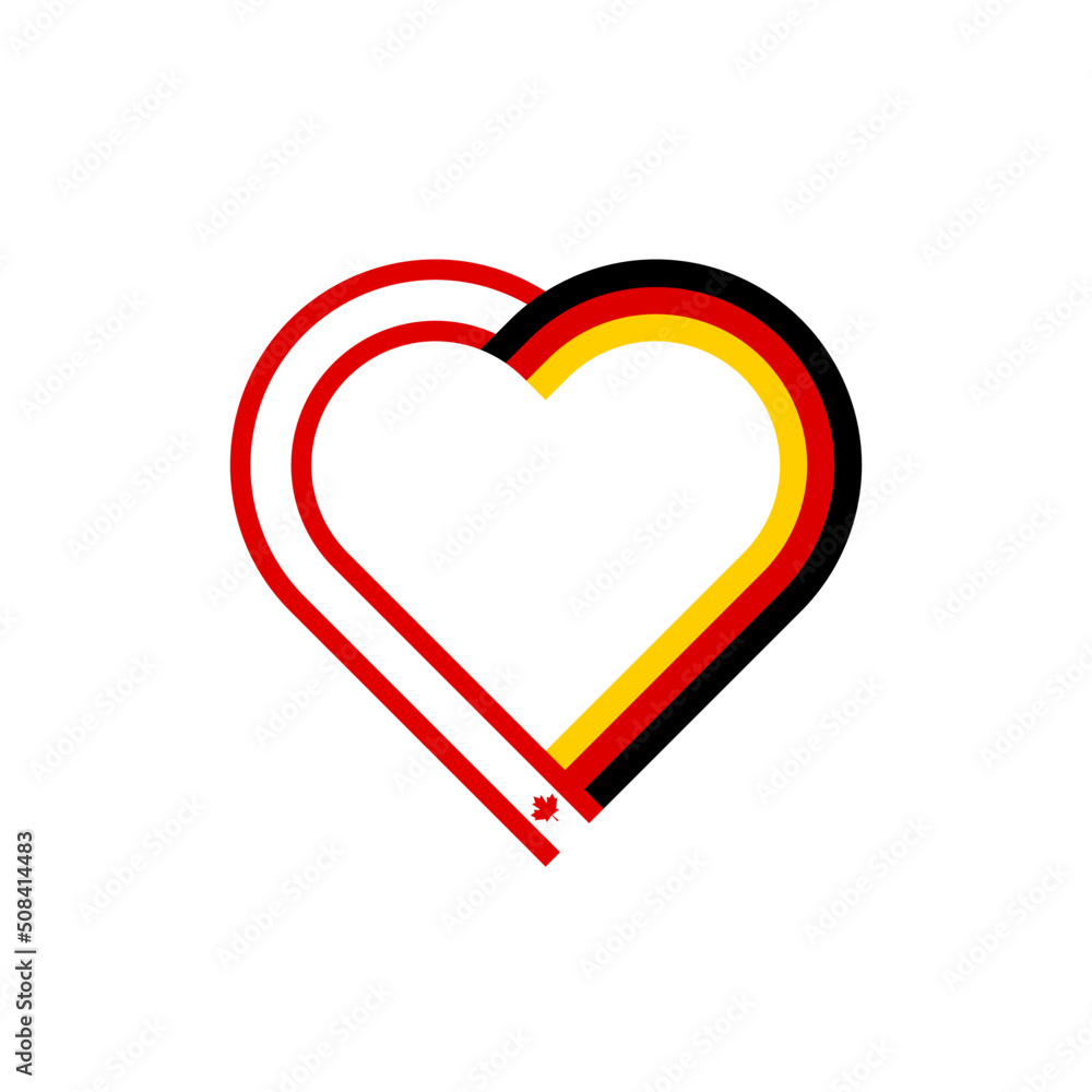 unity concept. heart ribbon icon of canadian and german flags. vector ...