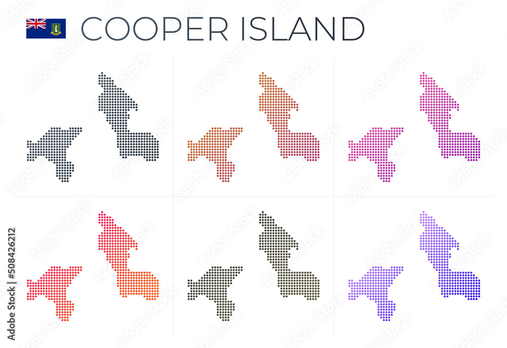 Cooper Island dotted map set. Map of Cooper Island in a dotted style ...
