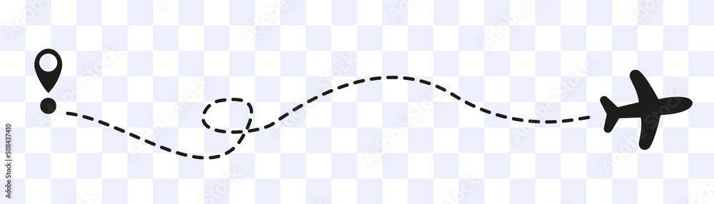 Airplane routes on transparent background. Romantic travel concept ...