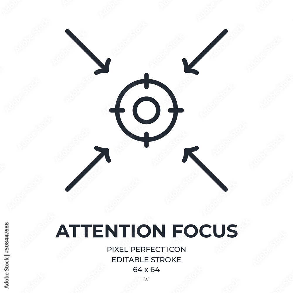 Attention focus editable stroke outline icon isolated on white ...