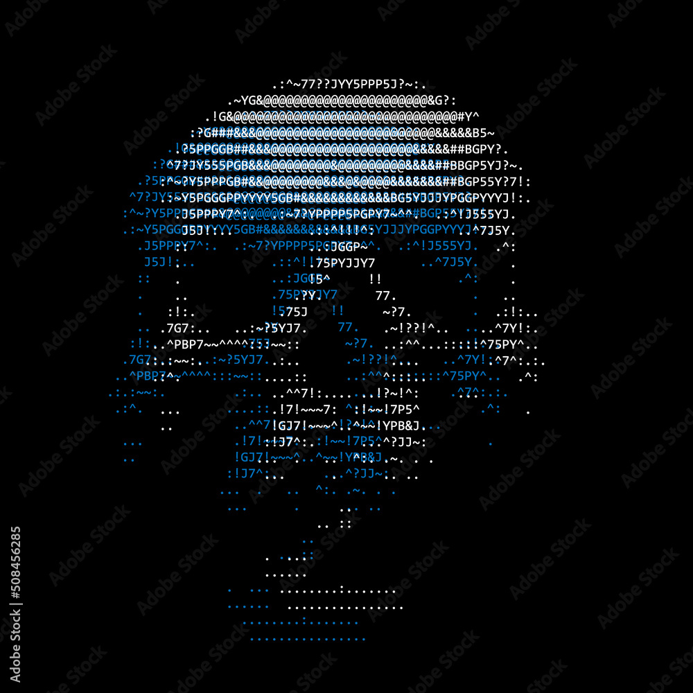 Vector de Stock Skull made of text symbols in ASCII art design | Adobe ...