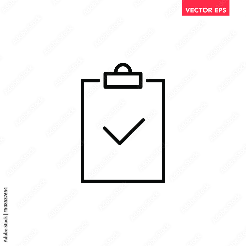 Black single completed clipboard paper, simple outline office project ...