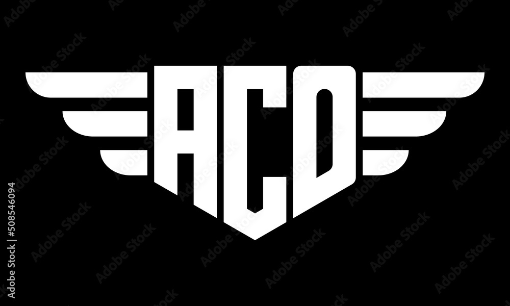 ACO three letter logo, creative wings shape logo design vector template ...
