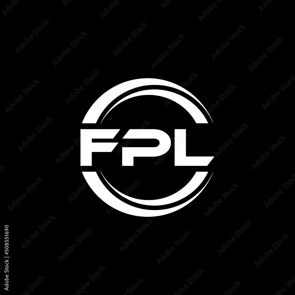 FPL letter logo design with black background in illustrator, vector ...