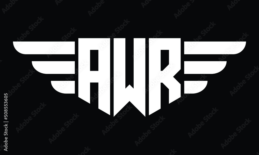 AWR three letter logo, creative wings shape logo design vector template ...