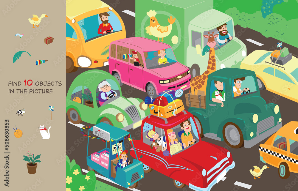 Find 10 items in the picture. Hidden Object Puzzle. Motorway. Funny ... Find 10 items in the picture. Hidden Object Puzzle. Motorway. Funny ...