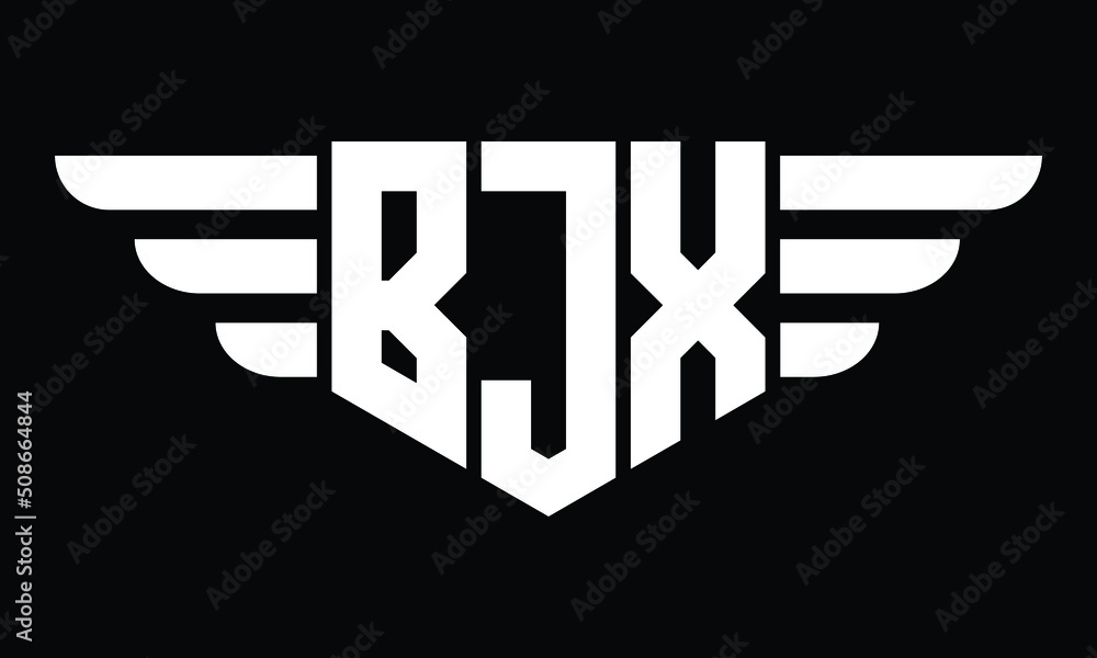 BJX three letter logo, creative wings shape logo design vector template. letter mark, wordmark ...