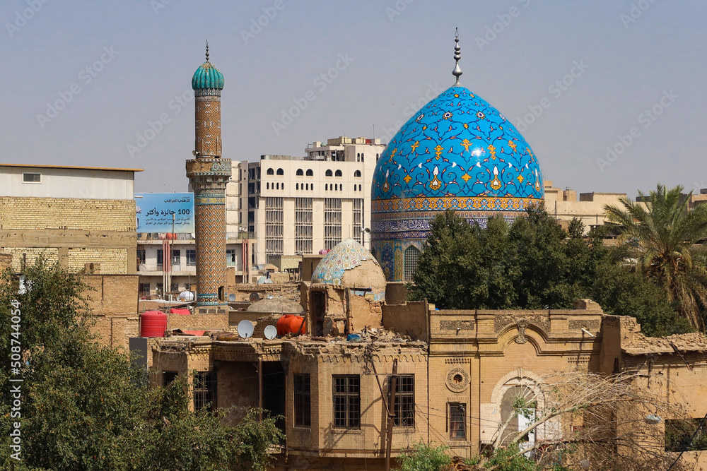 Beautiful turquoise mosque in Baghdad Iraq Stock Photo | Adobe Stock