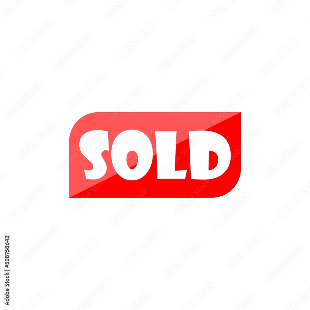 Simple red sold sign isolated on white Stock Illustration | Adobe Stock