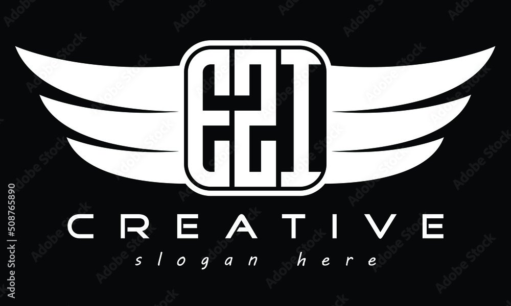 EZI three Letter Wings Flying Initial wing symbol minimalist creative ...