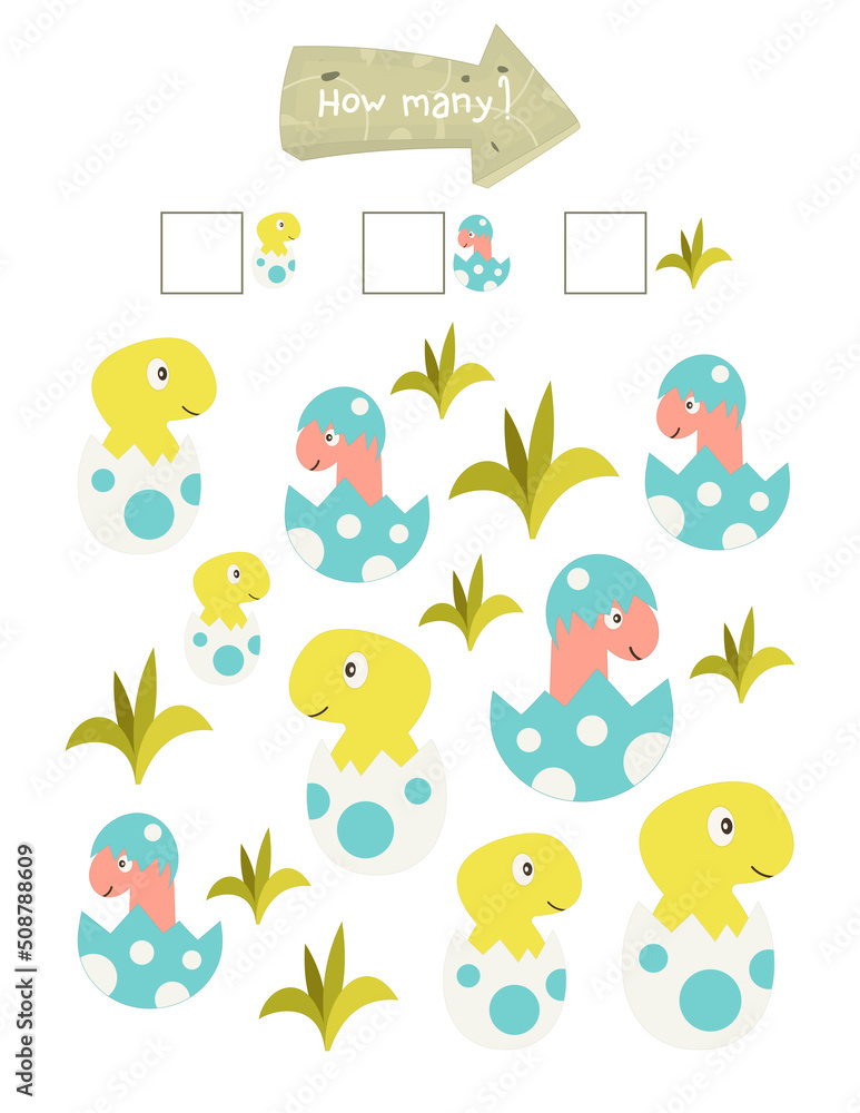 Dinosaur Activities for Kids. How Many. Count the Number of Baby ...