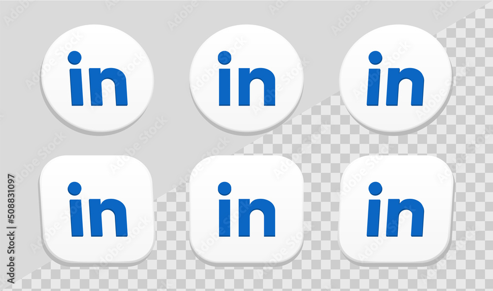 Image vectorielle Stock 3d linkedin logo icon in round white circle and ...