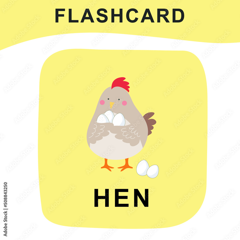 Cute flashcard of animal farm. Educational printable game cards ...
