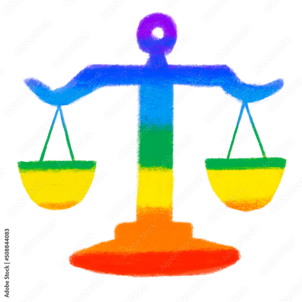 Justice scale symbol pride rainbow symbol LGBTQ equality rights hand ...