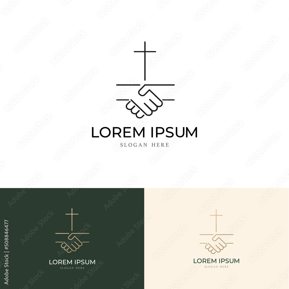 Church logo with cross and mountains design vector illustration ...