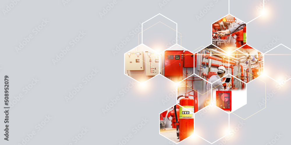 Ilustração fire extinguishing system,industrial fire control system ...