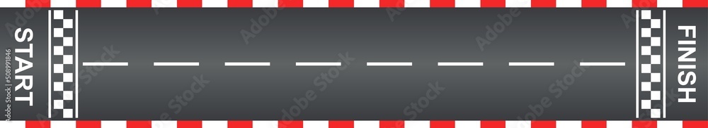 Top view of race car track with start and finish line. Vector Kart race ...