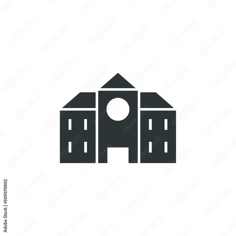 Vector sign of the School Building symbol is isolated on a white ...