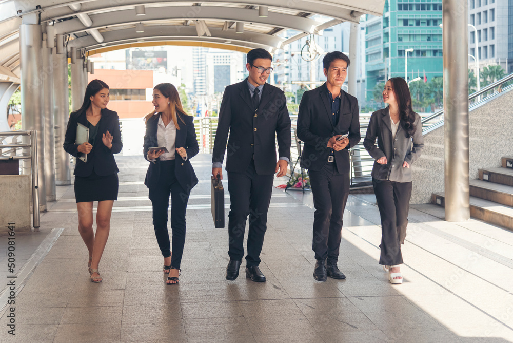 Crowd worker group of people busy life with businesswoman, man in urban ...