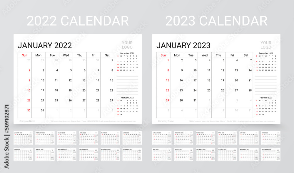 Calendar for 2022 2023 years. Planner calender template. Week starts ...