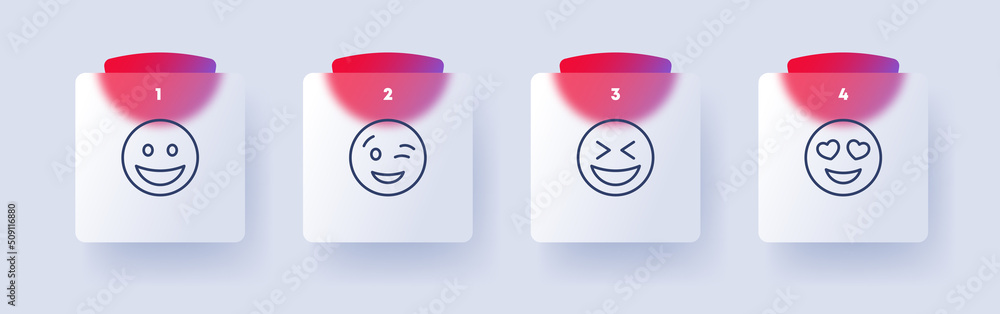 Emoticon set icon. Laughter, joy, calmness, smile, surprise, tongue ...