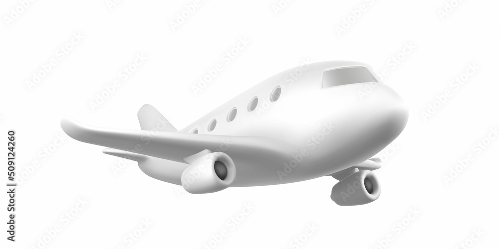 Vector de Stock 3D cartoon white plane. Realistic Jet Airplane on white ...