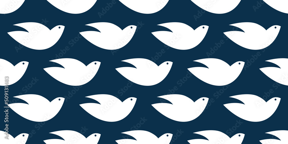 Lots of Modern Style Simple Bird Shapes, White Peace Pigeons - Pattern ...