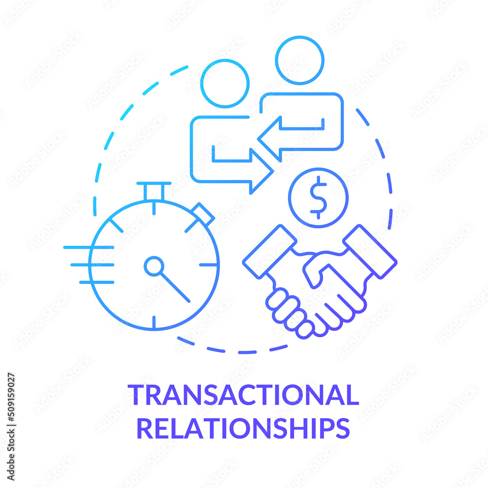Transactional relationships blue gradient concept icon. Buyer-seller ...