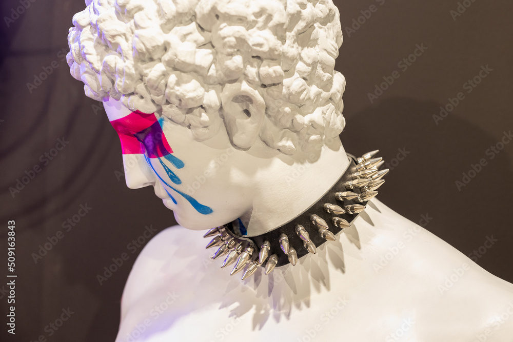 Side View of the Face detail of a White Statue Depicted in Tears and ...