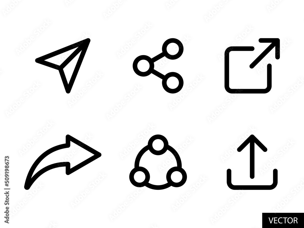Share vector icon set in line style design for website design, app, UI ...