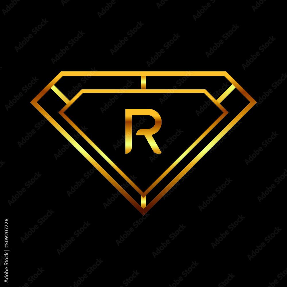 Gold Diamond Initial R logo design template Premium Stock Vector ...