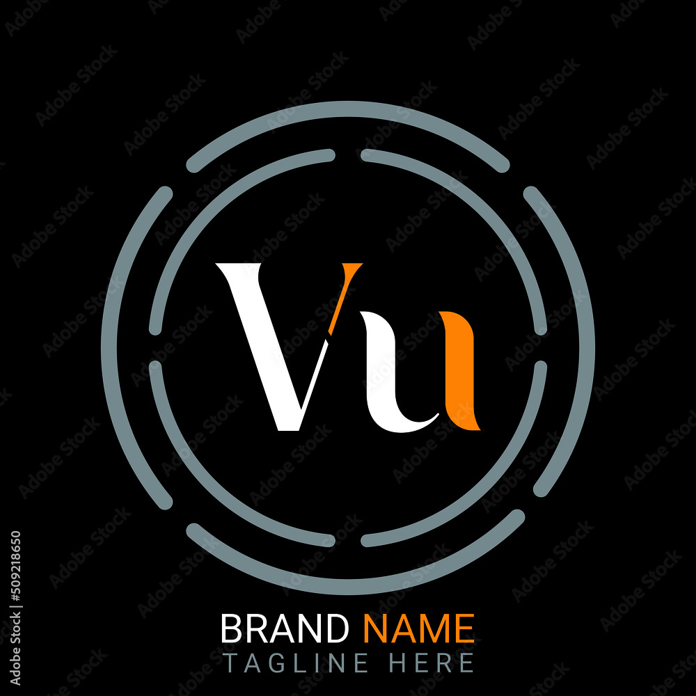 Vu Letter Logo design. black background. Stock Vector | Adobe Stock