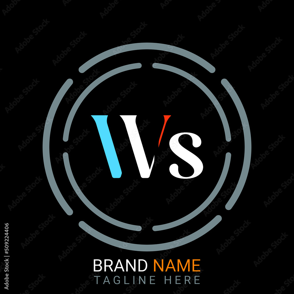 Ws Letter Logo design. black background. Stock Vector | Adobe Stock