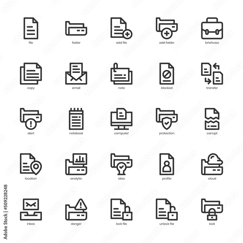File and Folder icon pack for your website design, logo, app, UI. File ...