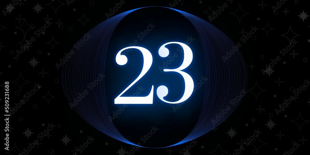 Number 23. Banner with the number twenty three on a black background ...