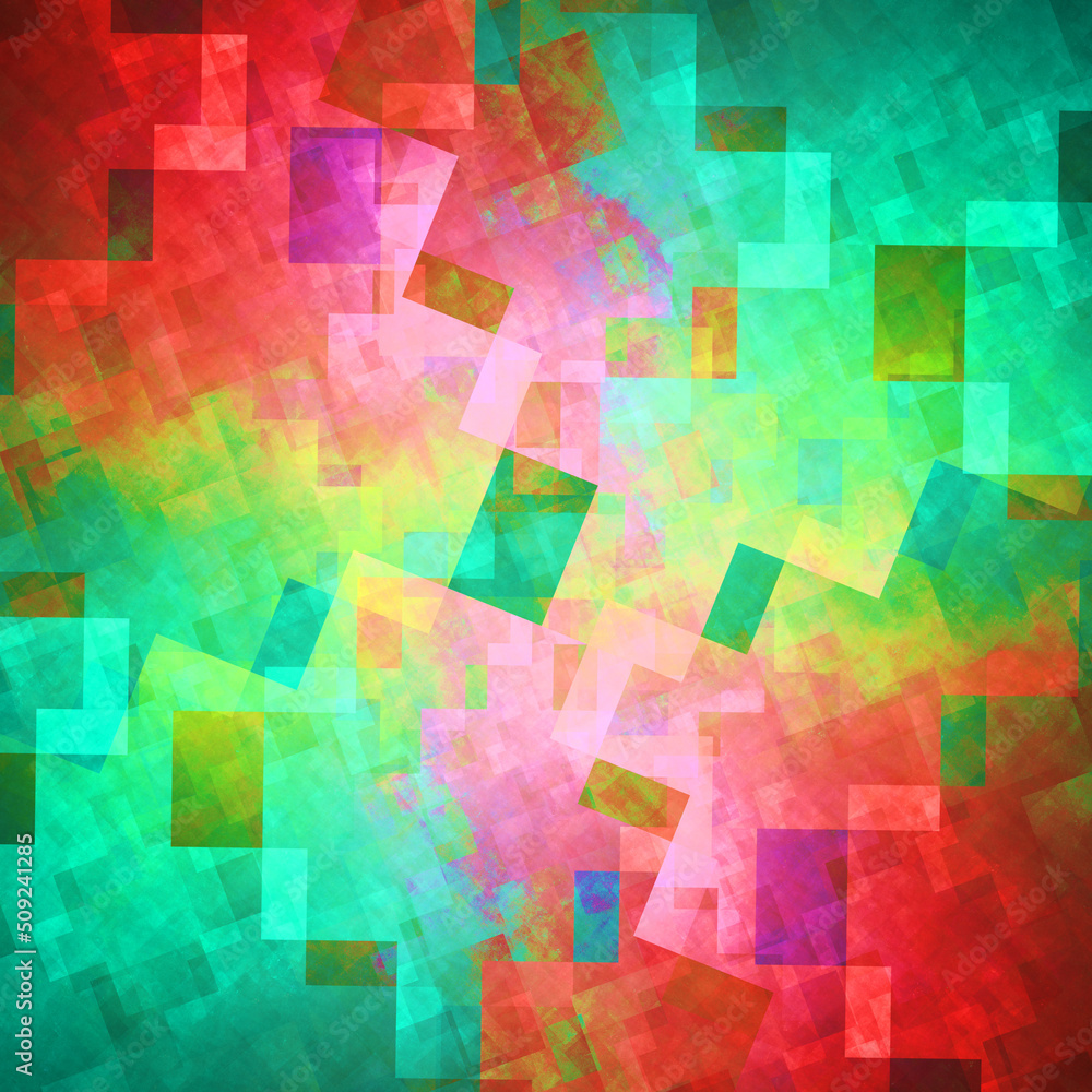 Composición de arte abstracto digital consistente en objetos pixelados ...