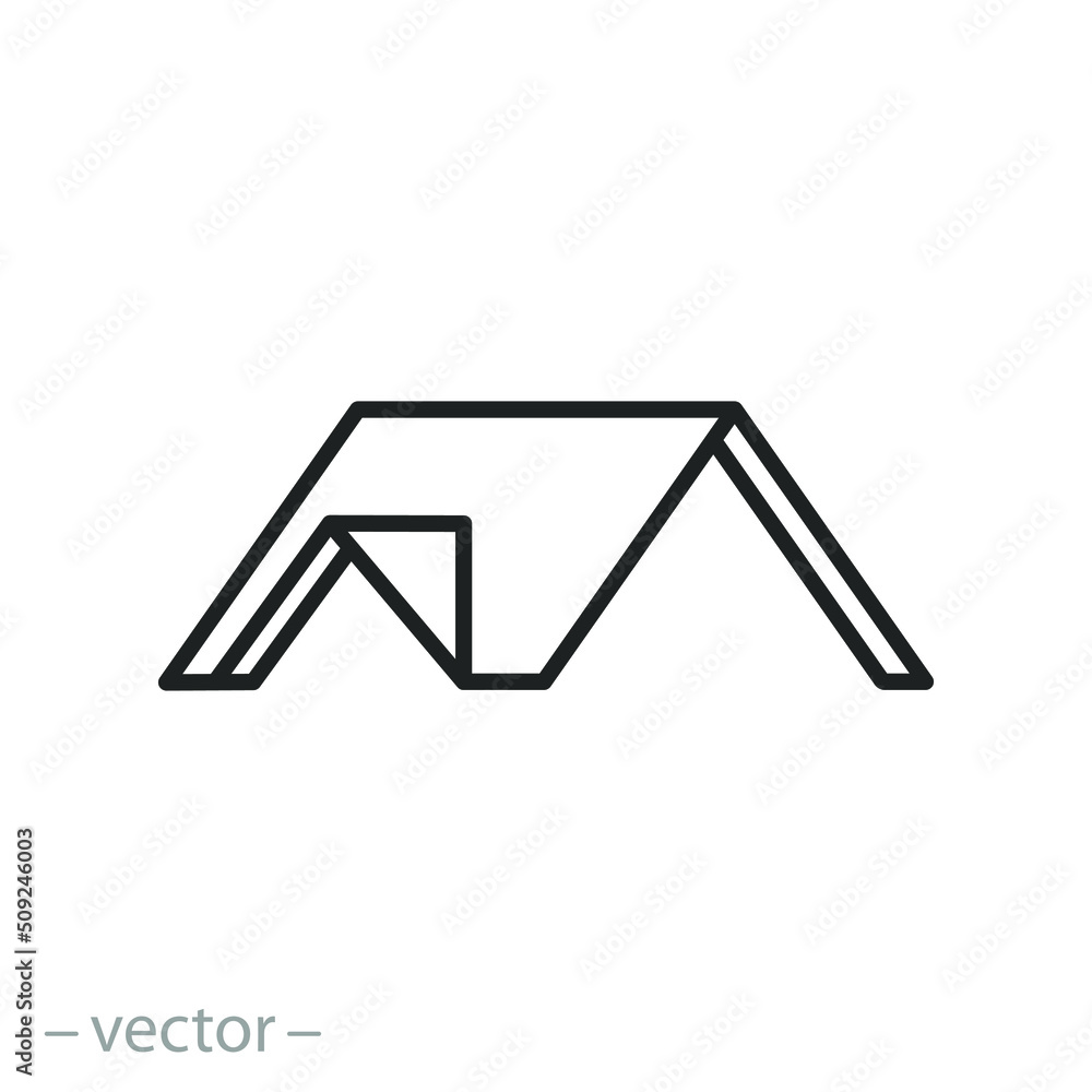 house roof icon, roofing work logo, structural engineering, thin line ...