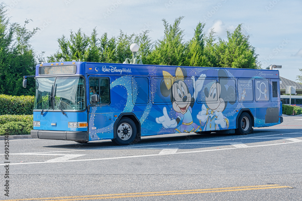 Disney Transport themed bus Mickey and Minnie 50th celebration Stock ...