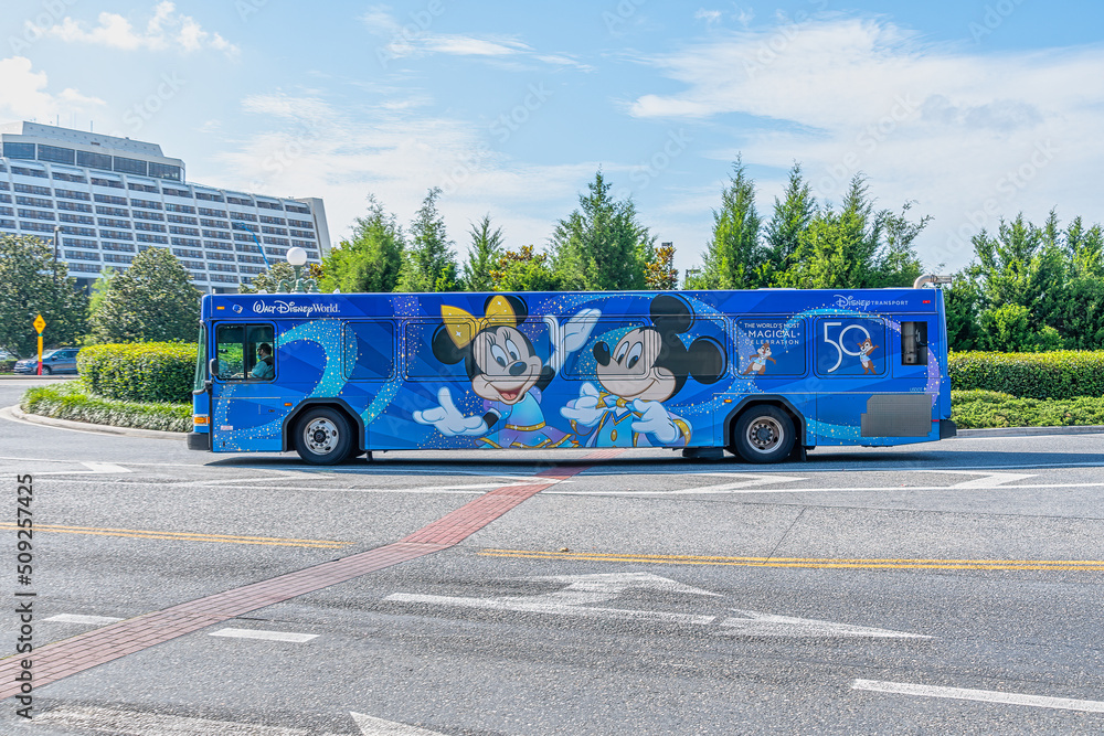Disney Transport themed bus Mickey and Minnie 50th celebration Stock ...