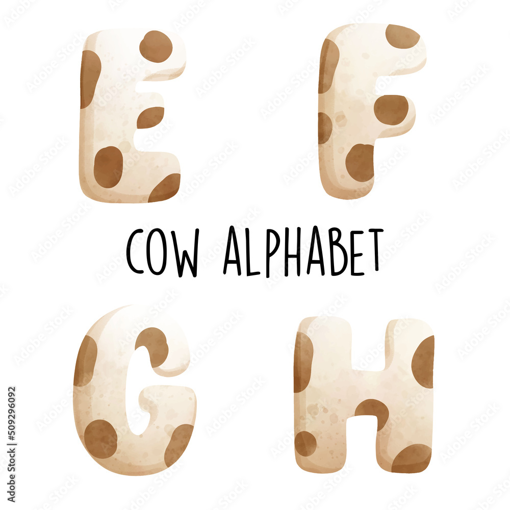 cow alphabet,cow font. Vector illustration Stock Vector | Adobe Stock