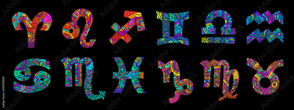 Zodiac zentangle signs. Zentangle zodiac symbols. Zentangle ...