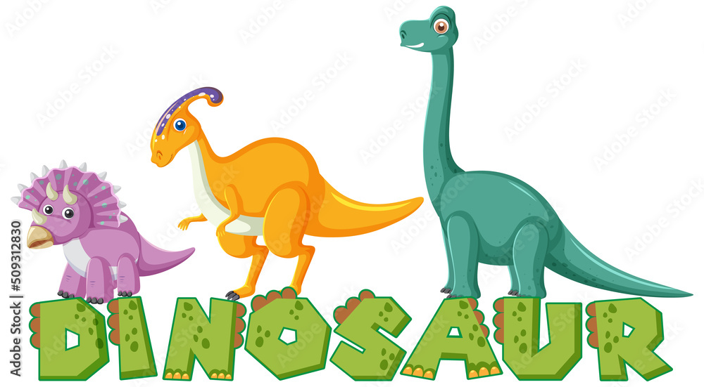 Cute dinosaur font logo Stock Vector | Adobe Stock