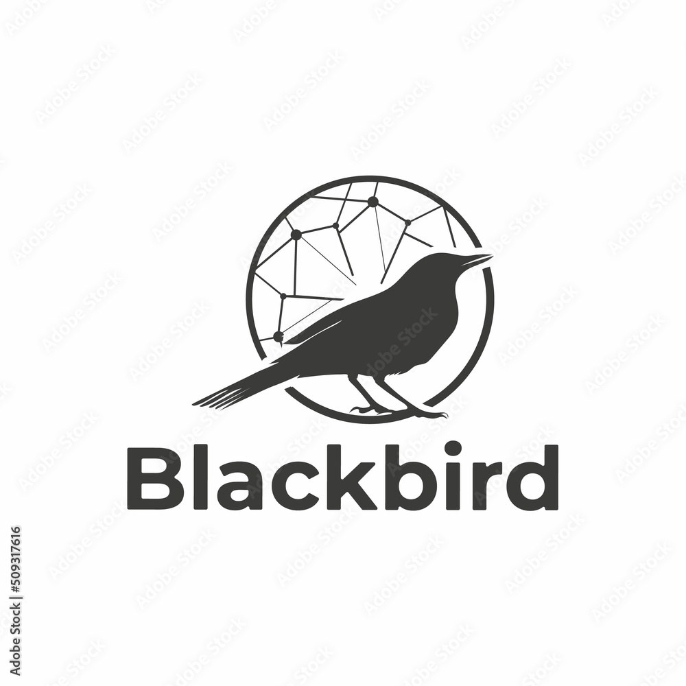 Crow bird logo standing in a circle Stock Vector | Adobe Stock
