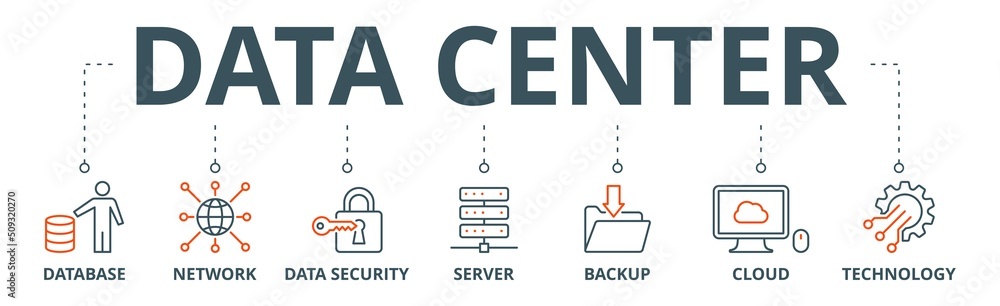 Data center banner web icon vector illustration concept with icon of ...